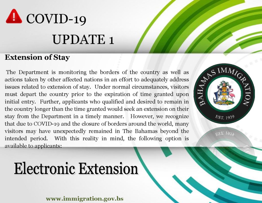 COVID-19 Extension of Stay - Bahamas Immigration Department