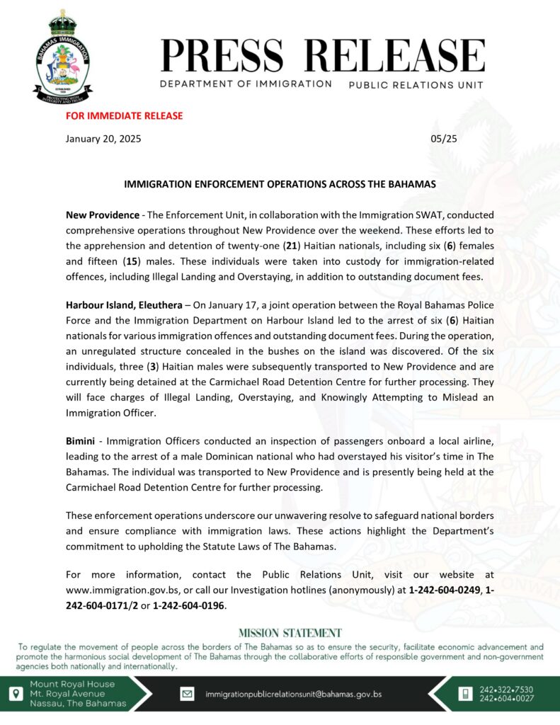 Press Release No. 05/2025 – Immigration Enforcement Operations Across ...